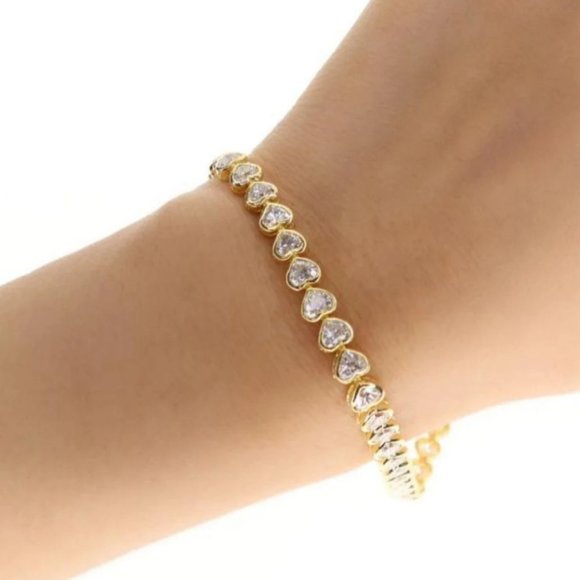 PANDORABOX BOUTIQUE | Jewelry | Heart Shaped Diamond Bezel Tennis ...